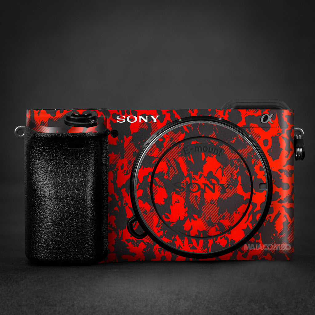 SONY A6400 Camera Skin/ Wrap - Red Camo / Matrix - Maiacombo